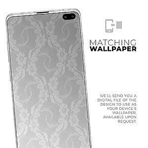 DesignSkinz White Floral Lace Protective Vinyl Decal Wrap Skin Cover Compatible with The Samsung Galaxy S20 (Screen Trim & Back Glass Skin)