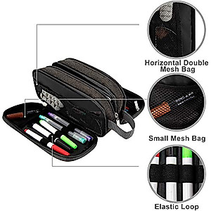 SIQUK Pencil Case Large Capacity Pencil Bag 3 Compartments Stationery Bag Case Marker Pen Holder Storage Organizer for Gilrs Boys and Adults