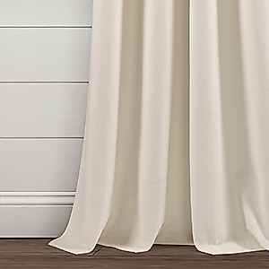 Lush Decor Farmhouse Boho Stripe Woven Tassel Yarn Dyed Cotton Window Curtain Panel Pair, 84" L x 42" W, Ivory & Wheat