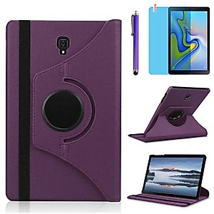 Case for Samsung Galaxy Tab S4 10.5 inch 2018 (SM-T830 SM-T835 SM-T837), 360 Degree Rotating Stand Case Smart Protective Cover with Stylus Pen,Screen Film (Purple)