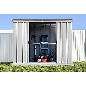 Arrow Shed Classic 8' x 4' Outdoor Padlockable Steel Storage Shed Building, Flute Grey