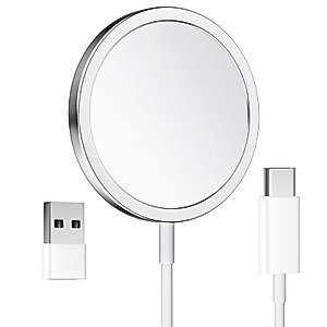 Magnetic Wireless Charger for iPhone/AirPods, 15W Fast Wireless Charger with 1 x USB C to USB Adapter Compatible with Mag-Safe Charger iPhone 15/15 Pro/15 Plus/15 Pro Max/14/14Pro/14 Pro Max/13/12