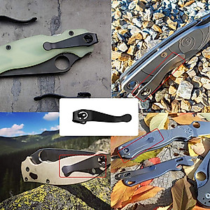For Spyderco C81 C10 C11 Pocket Back Clip, 3-hole Titanium Alloy Deep Carry Pocket Clip, 55x12mm