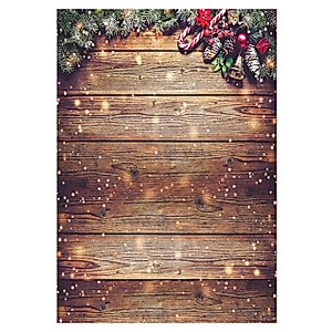 Allenjoy 5X7FT Snowflake Gold Glitter Christmas Wood Wall Holiday Photography Backdrop Xmas Rustic Barn Vintage Wooden Background for Kids Portrait Photo Studio Booth Photoshoot Photographer Props