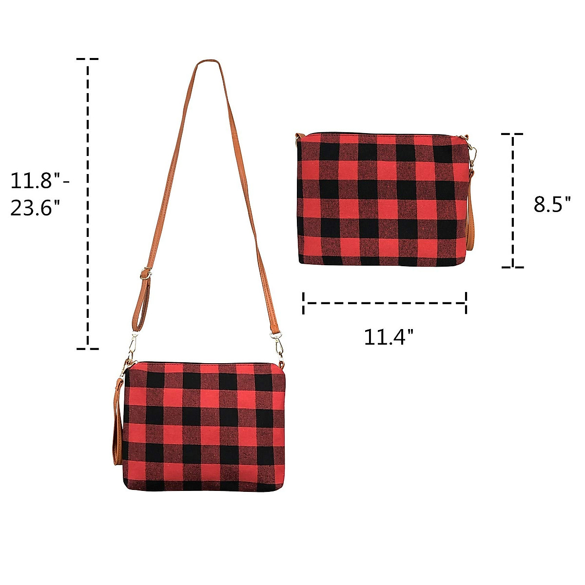 MONOBLANKS Women Buffalo Plaid Crossbody Purse Bag Small Shoulder Wristlet Phone Bag (Red Buffalo Plaid)