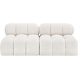 Meridian Furniture 611Cream-S68B Ames Collection Modern | Contemporary Modular Sofa with Rich Cream Boucle Fabric, Modular to Create Infinite Configurations, 68" W x 34" D x 28" H, Cream