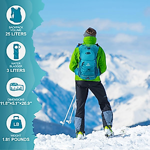 Hydration Backpack 25L, Hiking Backpack with 3L Water Bladder, Light Water Backpack for Camping Cycling or Daily Men Women