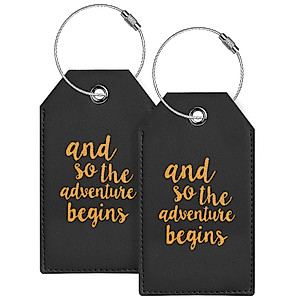 Casmonal Luggage Tags with Full Back Privacy Cover w/Steel Loops (Black 02 pcs Set)