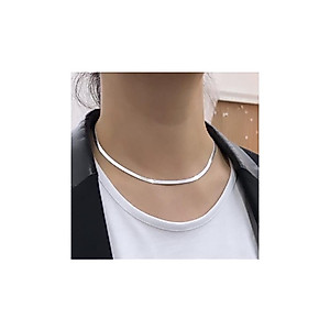 Verona Jewelers Sterling Silver 3.3MM Herringbone Flat Snake Magic Chain -925 Vintage Shiny Anklet and Necklace Chain for Men and Women (19)