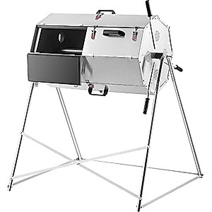 VEVOR Compost Tumbler, 71 US Gallons, Rustproof Stainless Steel Dual-Chamber Garden Composter, Heavy-Duty, All-Season Outdoor Compost Bin, Fast-Working System for Composting Kitchen ＆ Yard Waste