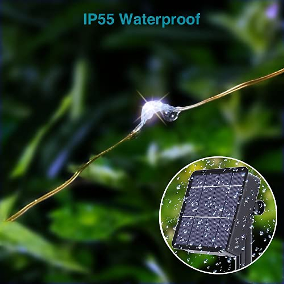 kolpop Solar String Lights Outdoor, 78.7FT 240LED Solar Fairy Lights Outdoor Waterproof 8 Modes Silver Wire Solar Powered Lights Indoor for Garden Patio Gate Yard Party Wedding Camping(Blue)