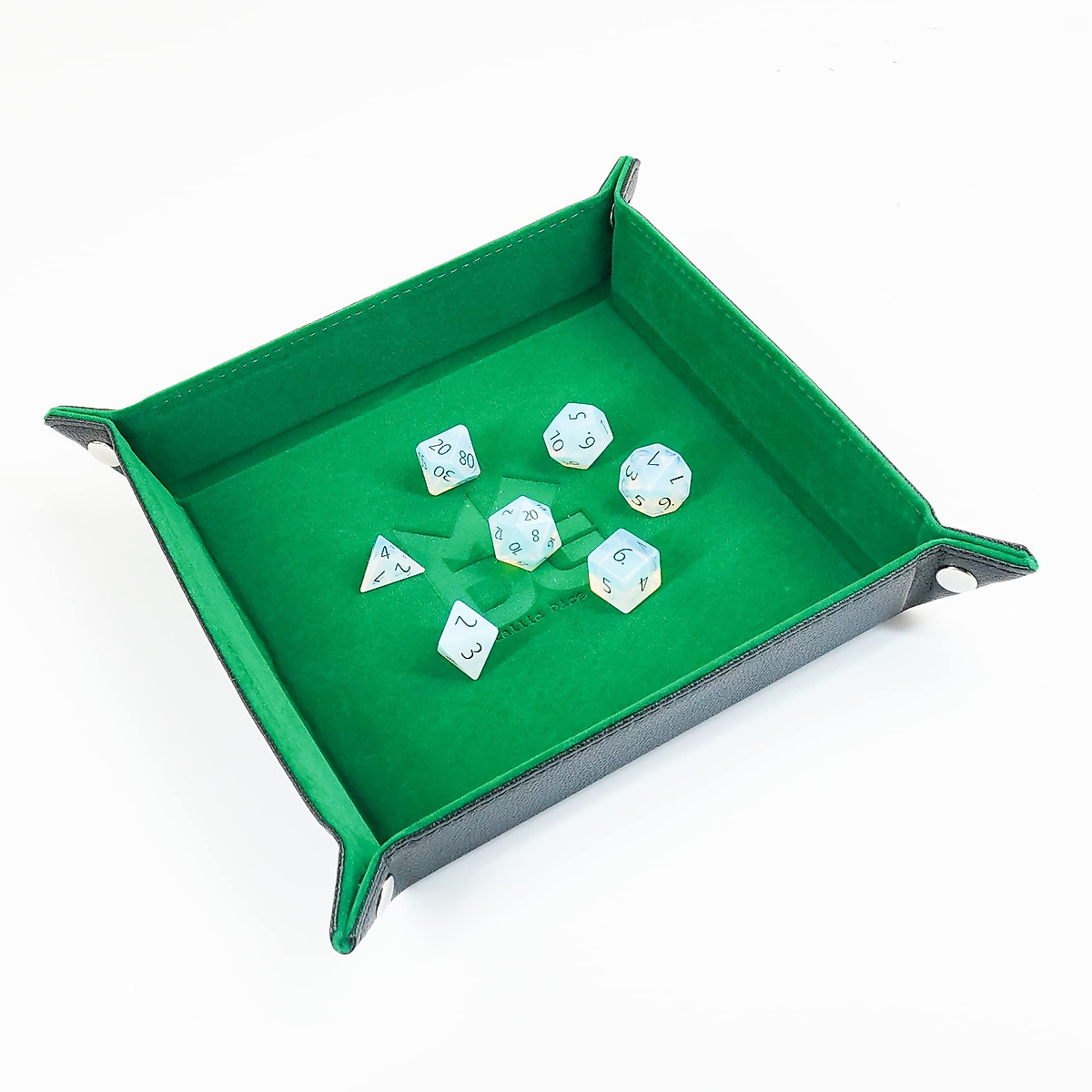 Metallic Dice Games FanRoll Fold Up Velvet Dice Tray w/PU Leather Backing: Green, Role Playing Game Dice Accessories for Dungeons and Dragons