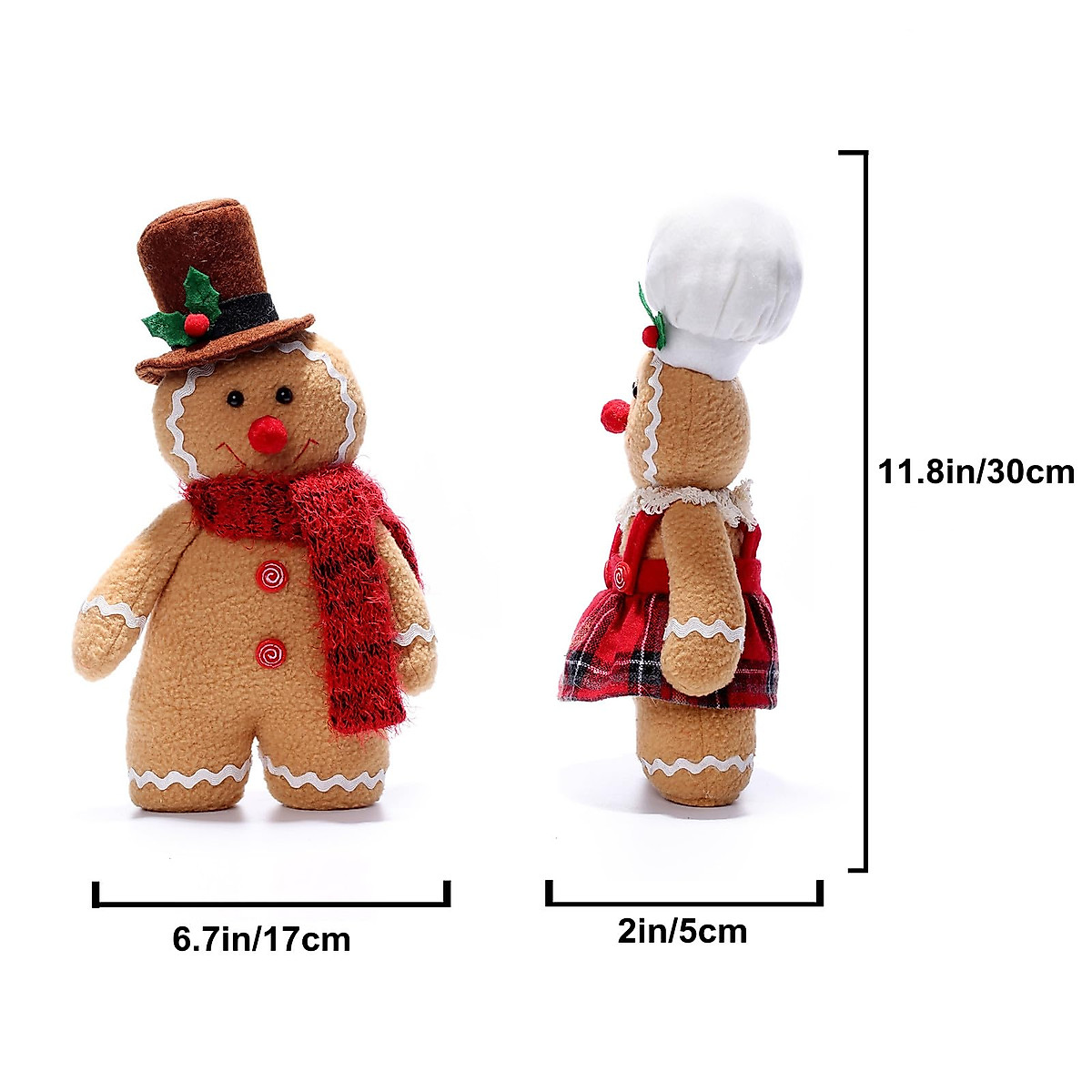 TOPORTY Christmas Gingerbread Man Plush Toys Gingerbread Stuffed Animal Cute Christmas Tree Plush Pillow for Party Decor Christmas Birthday Gifts