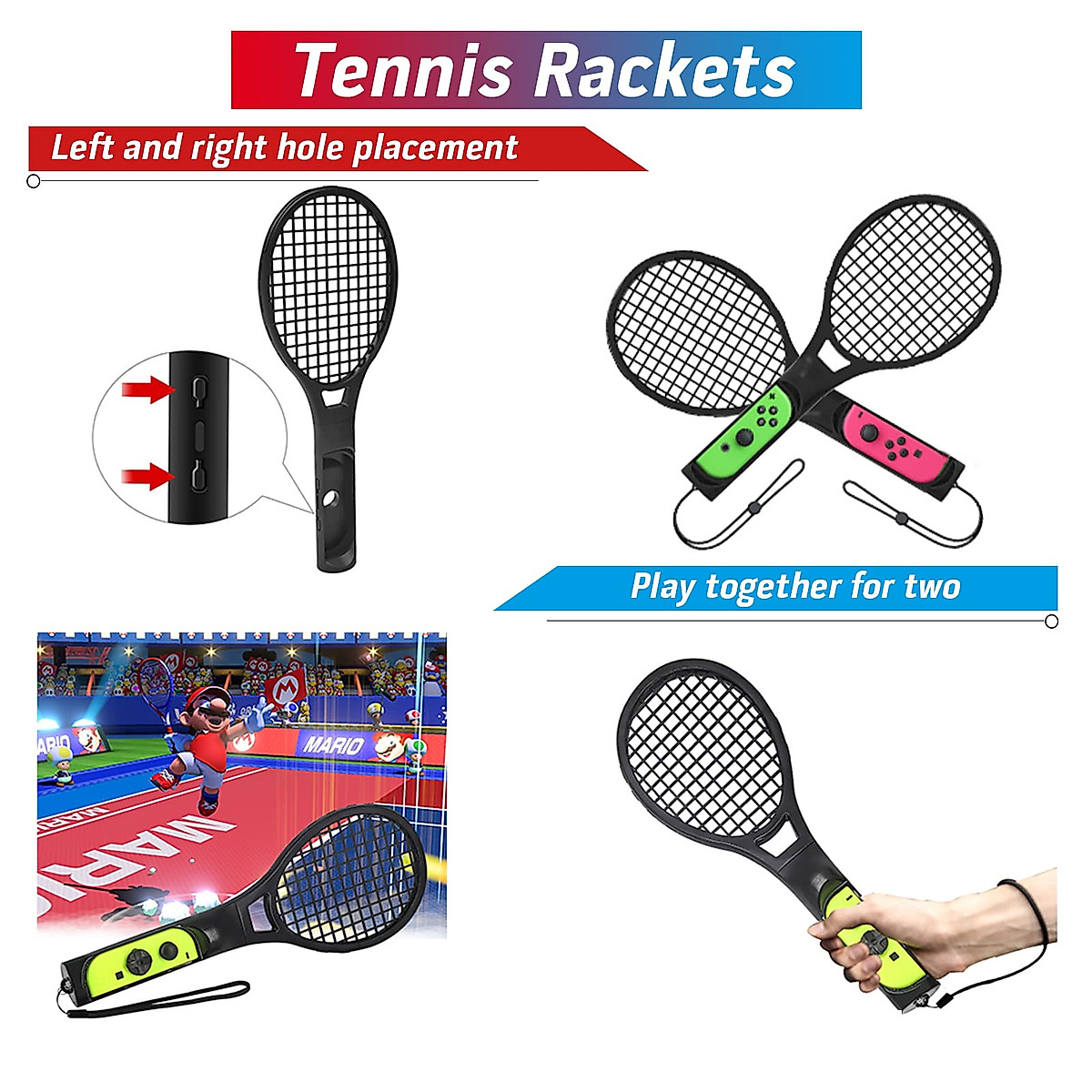 Nargos 2023 Switch Sports Accessories Bundle 10 in 1 Kit for Switch & Switch OLED: Joy Con Grips for Instant Sports, Mario Golf Super Rush, Mario Tennis Ace, and Just Dance, Gift for Kids