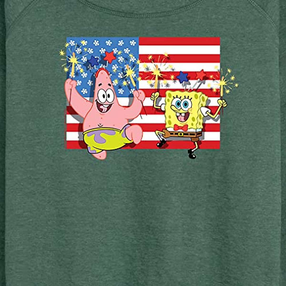HYBRID APPAREL - SpongeBob SquarePants - Patrick Sparkers Flag - Women's Lightweight French Terry Pullover - Size Large