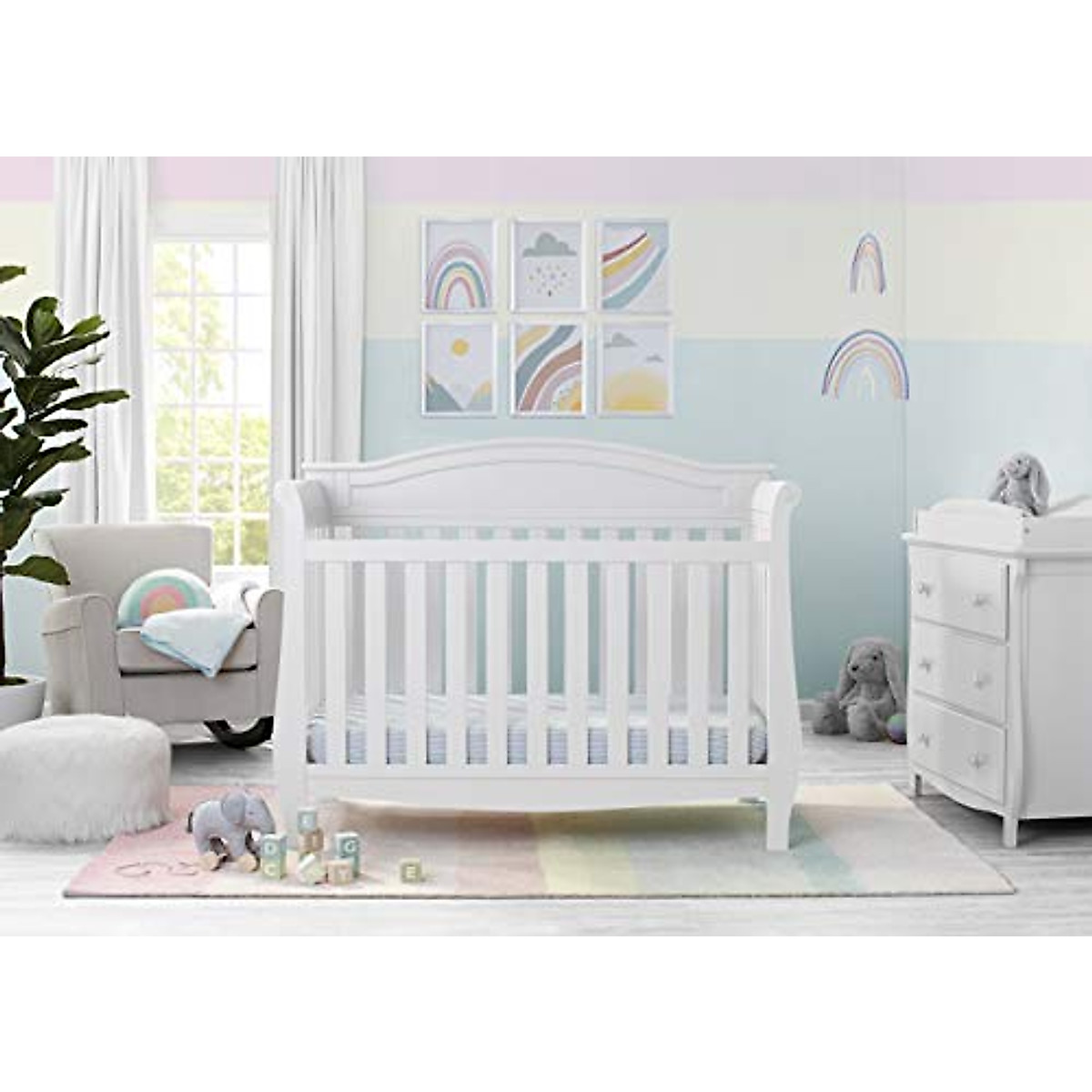 Delta Children Lancaster 4-in-1 Convertible Baby Crib, Bianca White