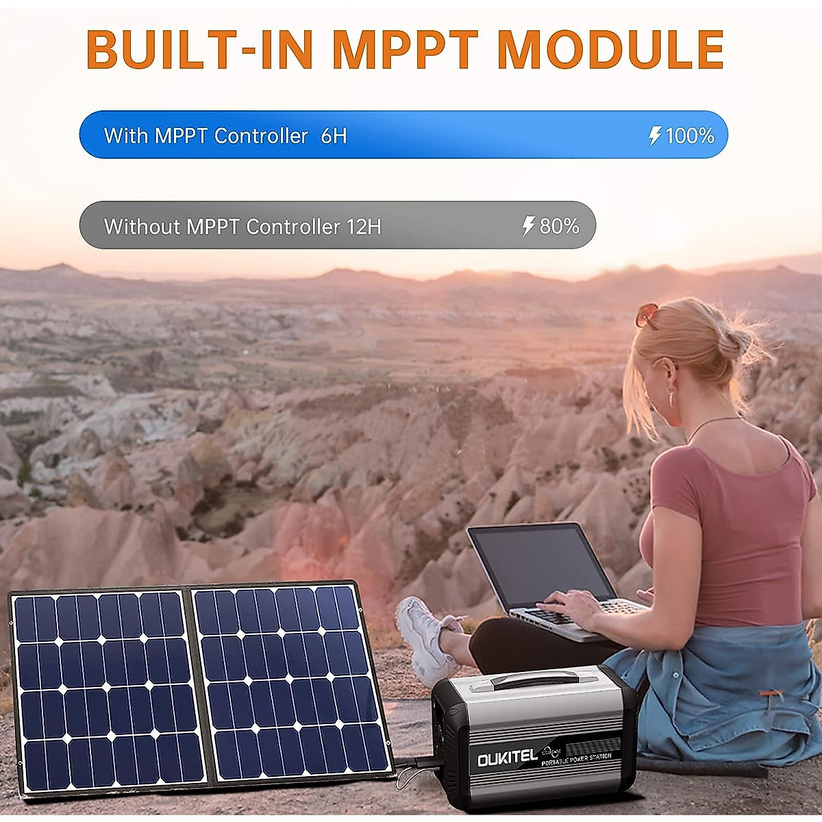 OUKITEL Portable Power Station CN505, 500W(Peak 1000W) 614Wh, LiFePO4 Power Station with 110V AC Outlets, Solar Generator for Camping Home RV Travel