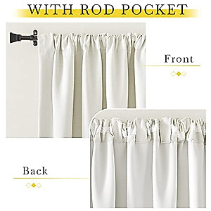 NICETOWN Room Darkening Faux Linen Curtains for Bedroom, Rod Pocket/Back Tab/Hook Belt Linen Burlap Light Blocking Noise Dampening Curtains for Living Room, Natural, W50 x L108, 2 Panels