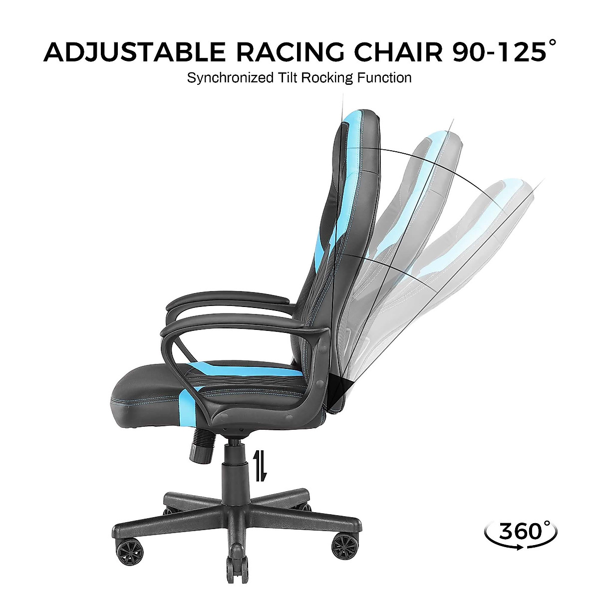 EUREKA ERGONOMIC Computer Gaming Chair, Game Chair Computer Desk Chair with Headrest,Lumbar Support Height Adjustable, E-Sports Sillas Gamer Chairs for Adults, Blue