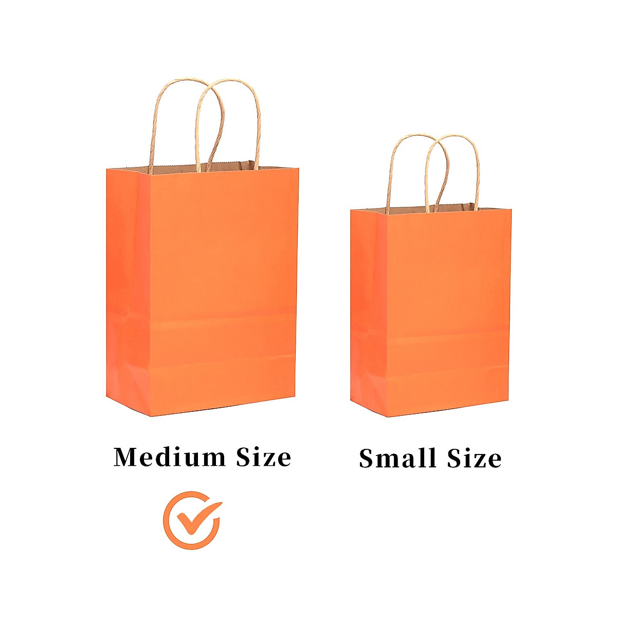 qiqee 60 pcs Kraft Bags with Handles 7.6"x4.75"x10.5" Medium Gift Paper Bags 16 Different Solid Color Bags