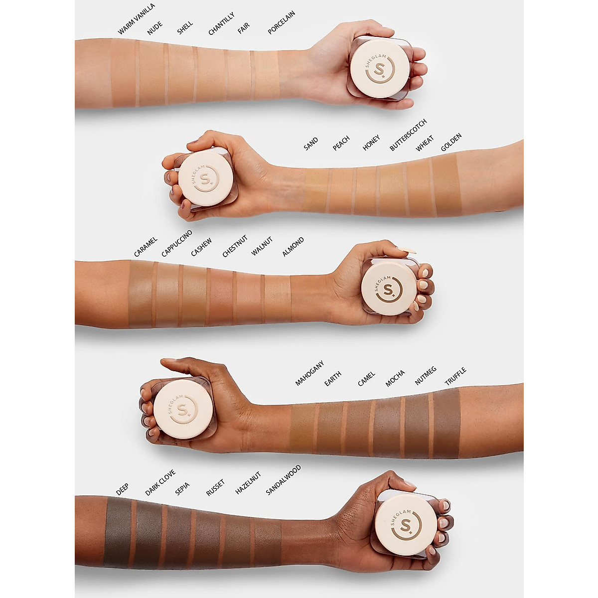 SHEGLAM Hydrating Cream Full Coverage Foundation Balm Long Lasting Concealer Face Foundation for Dry Skin - Shell