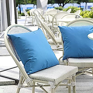 Lewondr Waterproof Outdoor Throw Pillow Cover, 2 Pack Solid PU Coating Throw Pillow Case UV Protection Garden Cushion Cover for Patio Sofa Couch Balcony 18"x18"(45x45cm) - Light Blue