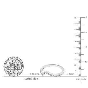 Dazzlingrock Collection Round White Diamond Single Row Curved Wedding Band for Women (0.22 ctw, Color I-J, Clarity I2-I3) in 925 Sterling Silver, Size 5