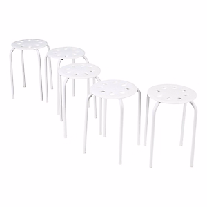 Norwood Commercial Furniture Stacking Stools for Kids and Adults, 17.75" Standard Height Portable Nesting Office and Classroom Stools, White, Pack of 5