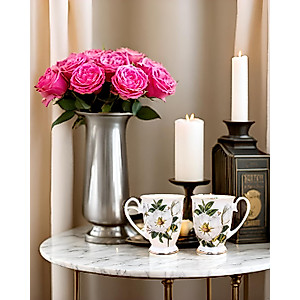 Generic Bone China Coffee Milk Tea Floral 12oz Home Office Cup1, White, bz24052001