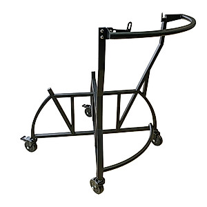 Rolling Cart with Handle+Foot Putter for Kamado Je Big Joe Accessories,Rolling Cart with Heavy Duty Locking Caster Wheels Powder Coated Steel Rolling Outdoor Cart for Kamado Big Joe Grill Stand