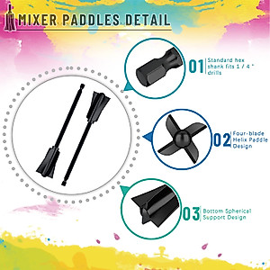 Resin Mixer Paddles, Suzzam 6 Pcs Epoxy mixing paddle Paint Stirrer for drill, Reusable Paint Mixer for Resin, Silicone Mixing, Paint