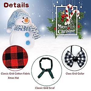 CooShou 12Pcs Christmas Pet Chicken Hat Scarf Bowtie Set Mini Santa Plaid Hat Scarf Xmas Small Animal Red Green Gray Hat with Adjustable Chin Strap for Hen Bunny Guinea Pig Hamster
