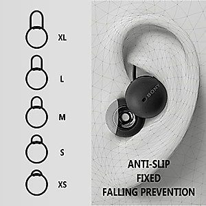 Geiomoo Silicone Ear Hooks Earpads Compatible with Sony LinkBuds WF-L900, Eartips Replacement Ring Supporters Wingtips (Black, XL/L/M/S/XS)