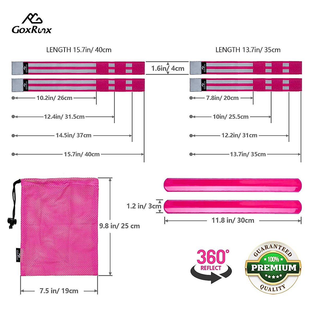 GoxRunx Reflective Bands Running Gear (6 Pack) Adjustable Reflective Armband Arm Wrist Ankle Leg Bands Reflectors -Reflective Tape Straps for Clothing Night Running Cycling Walking -Slap Bracelets