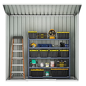 HOGYME Storage Shed 6' x 3.6' Outdoor Storage Metal Shed Garden Sheds with Double Sliding Door, Steel Tool Sheds for Lawnmower, Generator, Bike, Trash Can Gray