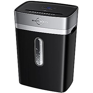 BONSEN 12-Sheet Crosscut Paper Shredder for Home Office, 52dB, P-4, Large 6-Gal Bin, 10-Min Non-Stop Running, Credit Card/Staple Shredder for Home