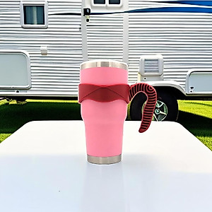 30 oz Tumbler Handle, Anti Slip Travel Mug Grip Cup Holder for Vacuum Insulated Tumblers, Suitable for Yeti Rambler, Trail, Sic, Ozark and More 30 Ounce Tumbler Mugs/Car Cups Accessories (Red)