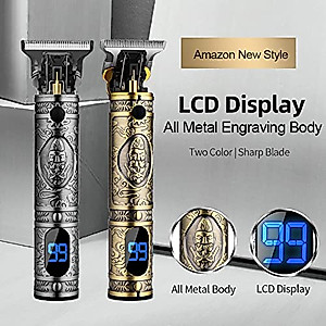 AMULISS Professional Mens Hair Clippers Zero Gapped Cordless Hair Trimmer Professional Haircut & Grooming Kit for Men Rechargeable LED Display