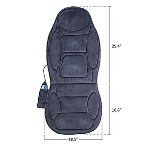 Snailax Vibration Massage Seat Cushion with Heat 6 Vibrating Motors and 2 Heat Levels, Back Massager, Massage Chair Pad for Home Office use