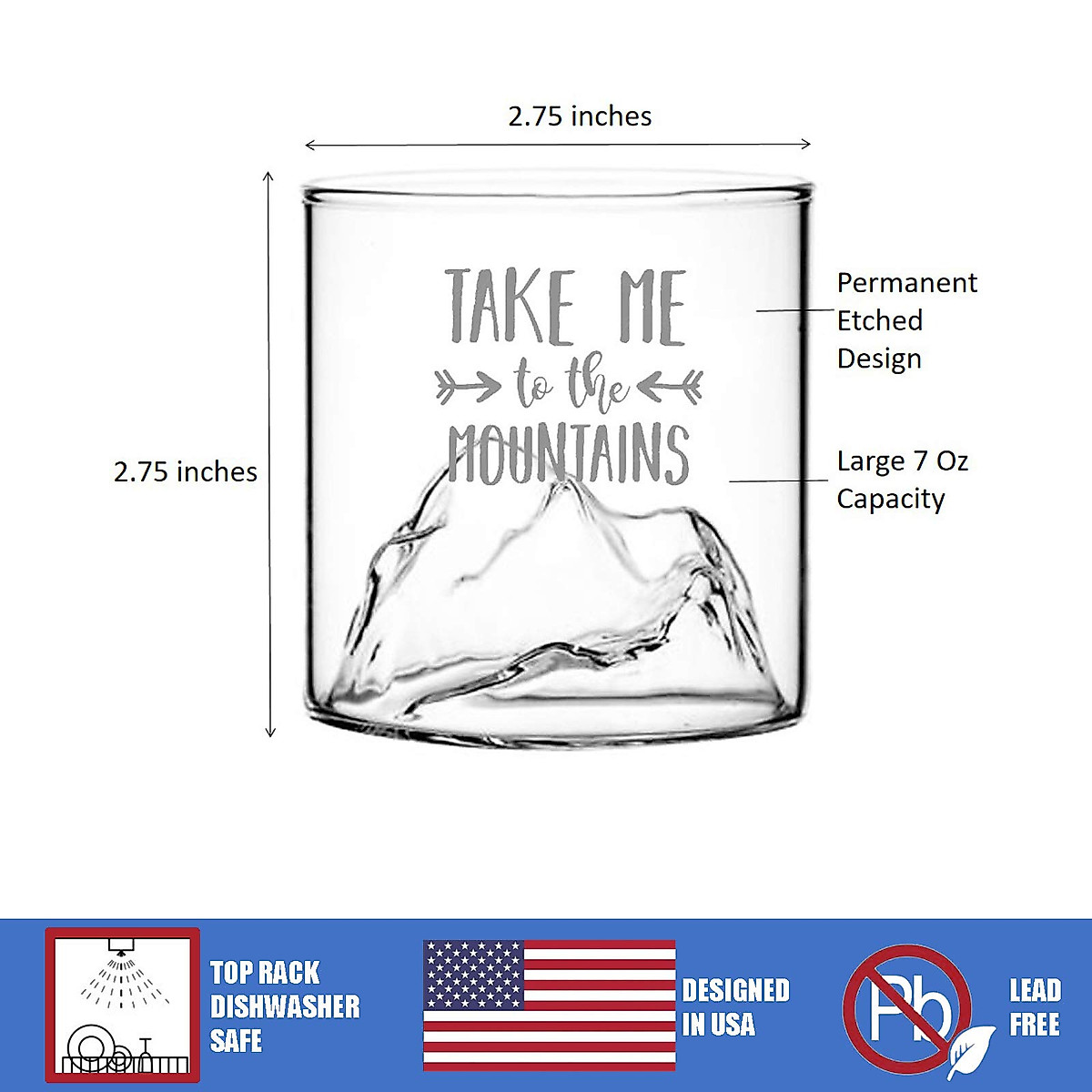 Osci-Fly Take Me To The Mountains Wine Whiskey Glass Shot Tumblers Christmas Gifts