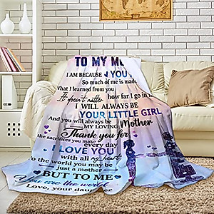 ARTHMOM Personalized Blanket Gifts for Mom Dad, Cozy Fleece Sofa Throw Blankets for Christmas Anniversary Valentines Birthday Day (to Mom from Daughter-Colorful, 60" x 50")