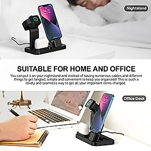 3 in 1 Charging Station for Apple Products, Removable Charging Stand for iPhone Series AirPods Pro/3/2/1, Charging Dock for Apple Watch SE/Ultra/8/7/6/5/4/3/2/1(with 15W Adapter and Cable)(Black)