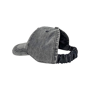 CurlCap Natural Hair Backless Cap – Satin Lined Baseball Hat for Women (Black Denim), One Size