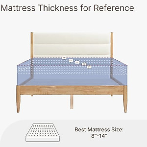 KISLOT Wood Bed Frame with Headboard Upholstered Platform Mattress Foundation,Strong Wooden Slat Support,No Box Spring Needed