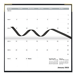 Letts of London 12S Daily Planner, Day Per Page, Classic Slim Month Per Page, 13 Months Jan 2023 - Jan 2024, Landscape Diary 2023 6 5/8" 3 1/4" (Black)