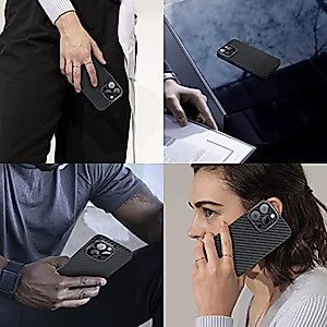 memumi Real Aramid Fiber for iPhone 14 Pro Max 6.7" Case, Sturdy Durable Carbon 0.5 mm Slim Fit for iPhone 14 Pro Max Carbon Fiber Thin Case [ Aramid Fiber] with Military-Grade Drop Protection Black