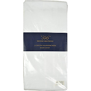 Brooks Brothers Men's 10946"346" Set of 13 Cotton Handkerchiefs, White (One Size)