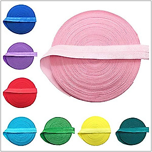 SELCRAFT 5yards/Lot 5/8" 15mm Elastic Band Multicolor Fold Over Spandex Elastic Ribbon for Sewing Lace Trim Waist Band Garment Accessory num.110