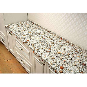 HDsticker Self Adhesive Vinyl White Beach Shell Marble Granite Contact Paper for Kitchen Countertop Table Desk Walls Furniture Decal Removable Waterproof 15.7X117 Inches, Multicolor