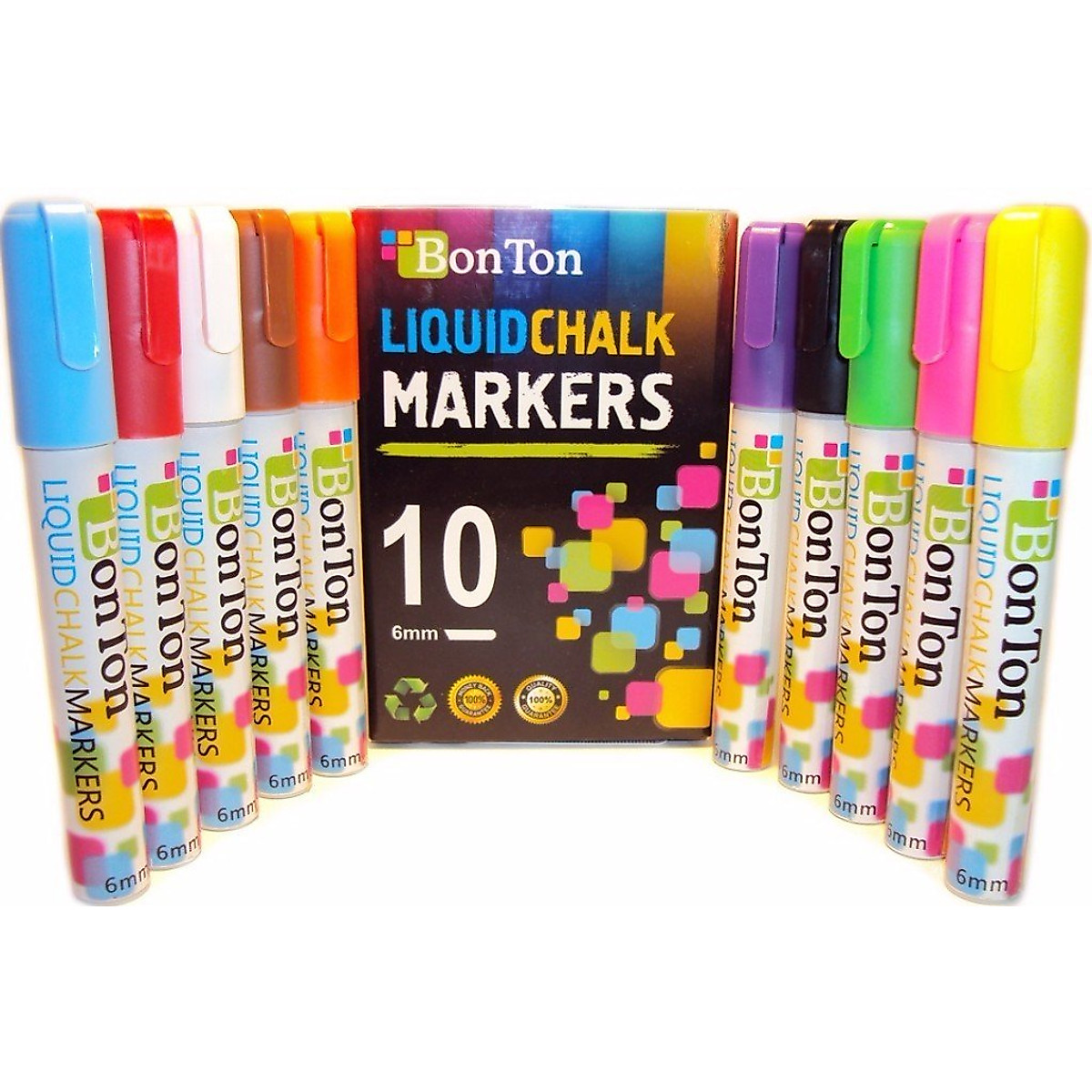 Liquid Colored Chalk Markers 10 Erasable Pen for Kids,Menu Board,Bar Chalkboard, Blackboard 6mm